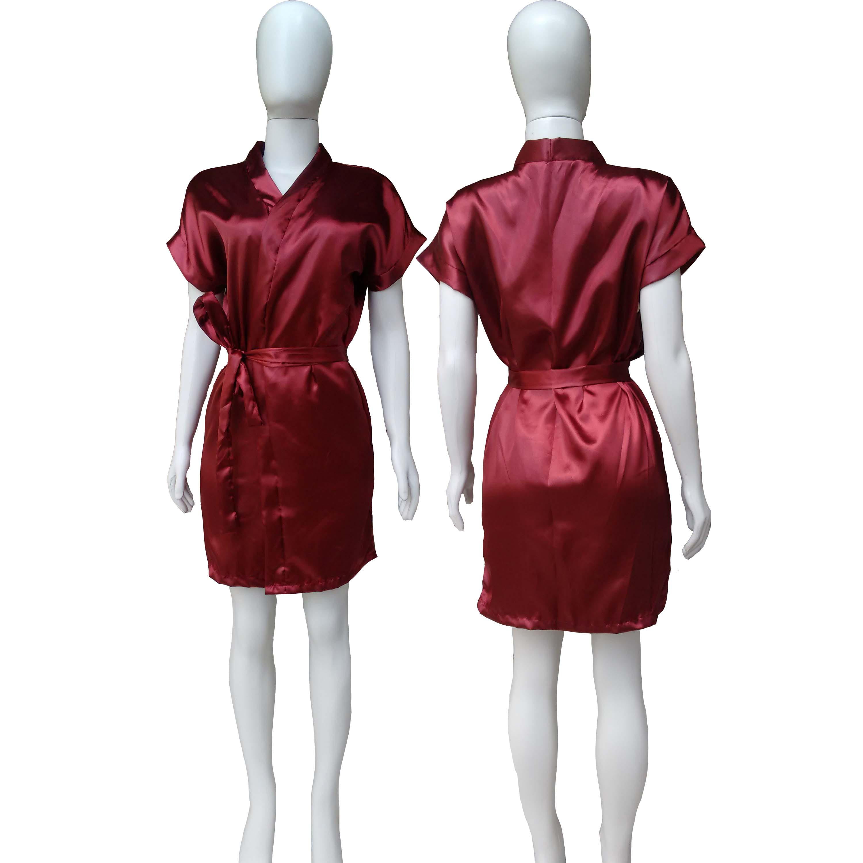 Robe de Cetim Feminino Normal Cor Vinho